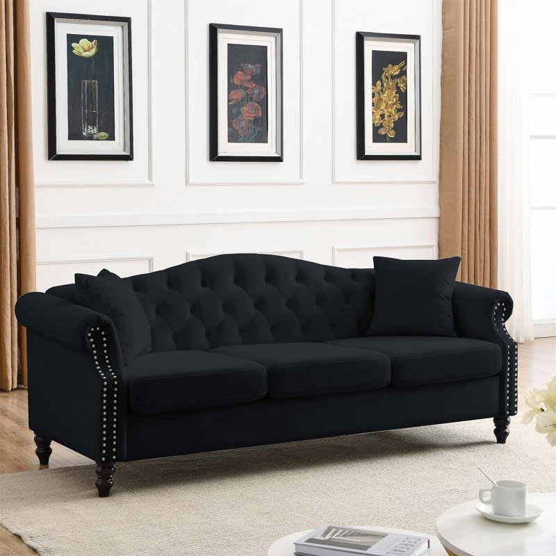 Velvet tufted couch store